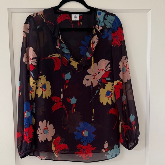 CAbi | Tops | Cabi Vibrant Floral Sheer Blouse | Poshmark